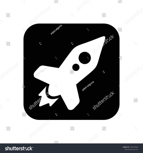 Spaceship Icon Vector Black White Stock Vector Royalty Free