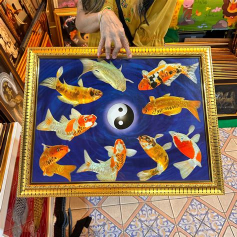 กรอบรูปภาพมงคล ปลาคราฟ 9 ตัว ภาพมงคล มอบเป็น ของขวัญ ของที่ระลึก งานขึ้นบ้านใหม่ งานเกษียณ