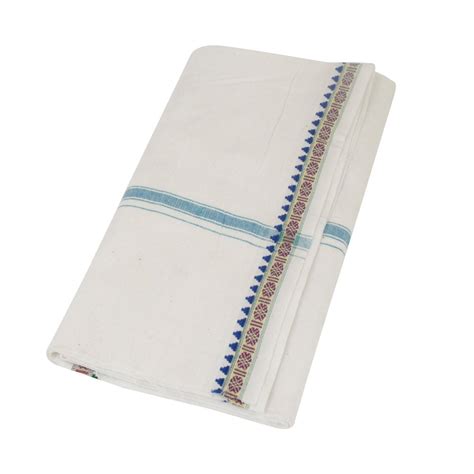 Mens Blue Maroon Border Jarigai Angavastram Gomcha Multipurpose