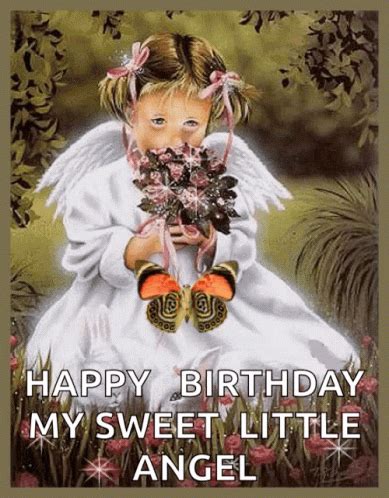 Happy Birthday Granddaughter Cute Angel Flowers Butterfly