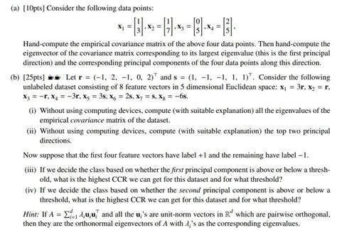 a [10pts] consider the following data points