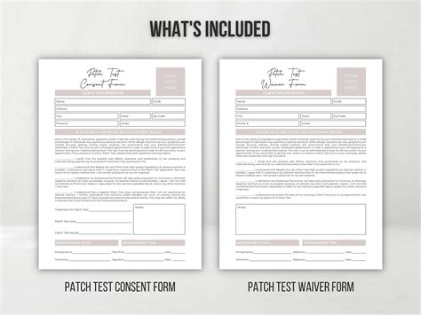 Editable Patch Test Consent And Waiver Forms Esthetician Templates Permanent Makeup Brow And