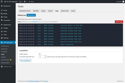 Debug Log System Information WP RSS Aggregator Knowledge Base