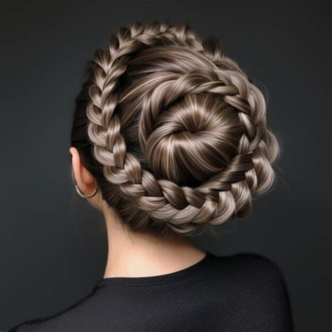 Premium Photo Polished Braided Bun With Hidden Twists