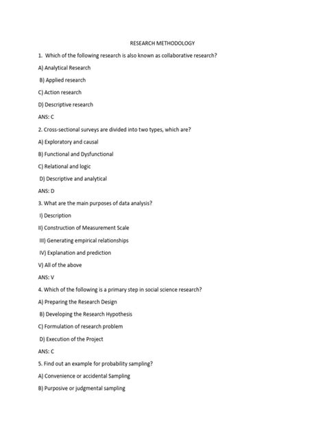 Rm Mcq Pdf Sampling Statistics Methodology