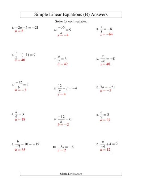solving linear equations including negative values form ax b c