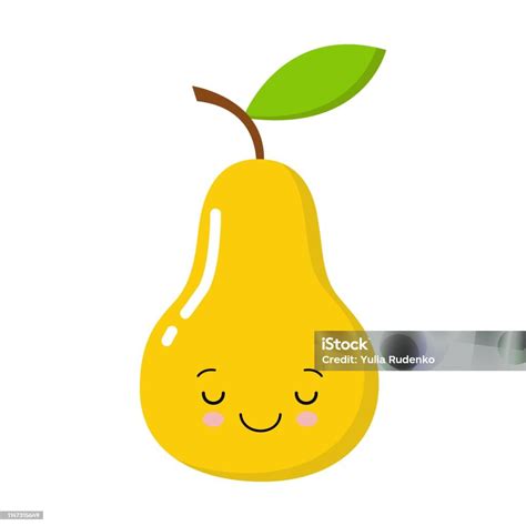 Pir Grafis Kuning Lucu Dengan Wajah Ilustrasi Vektor Gaya Kartun Ilustrasi Stok Unduh Gambar
