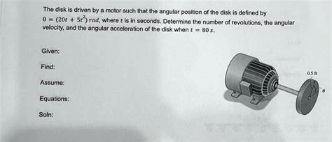 SOLVED The Disk Is Driven By A Motor Such That The Angular Position Of The Disk Is Defined By
