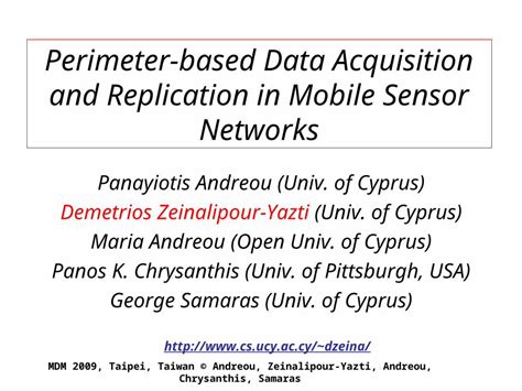 Ppt Perimeter Based Data Acquisition And Replication In Mobile Sensor Networks Panayiotis