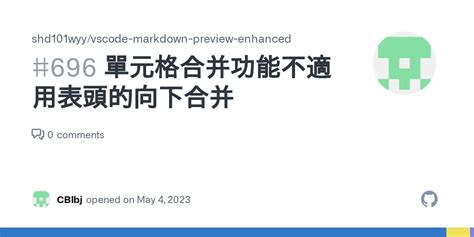 單元格合并功能不適用表頭的向下合并 Issue 696 shd101wyy vscode markdown preview
