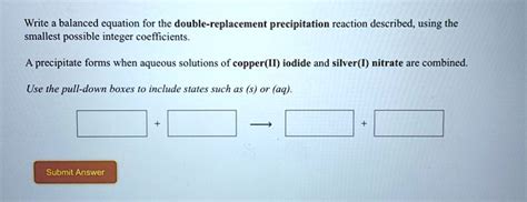 Write A Balanced Equation For The Double Replacement Precipitation