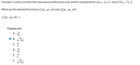 solved consider a utility function that represents