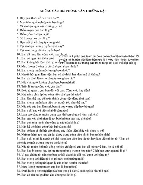 NhỮng CÂu HỎi PhỎng VẤn ThƯỜng NhỮng CÂu HỎi PhỎng VẤn ThƯỜng GẶp Hãy
