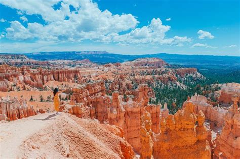 Hiker Woman In Bryce Canyon Resting Enjoying View In Beautiful Nature
