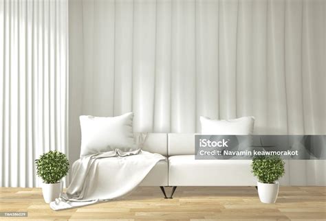 소파와 녹색 식물 방 일본 최소한의 디자인과 현대적인 거실 인테리어 3d 렌더링 0명에 대한 스톡 사진 및 기타 이미지 0명