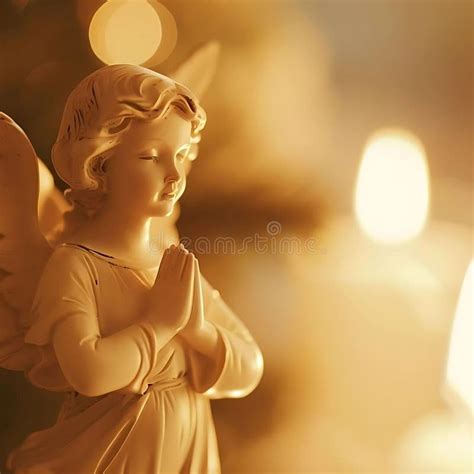 White Angel Statue With Surrounding Candles Stock Illustration