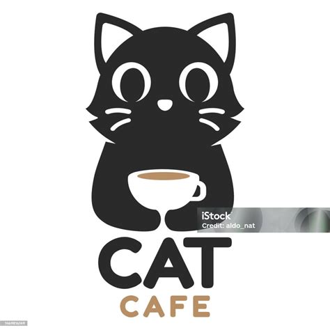 현대 마스코트 평면 디자인 간단한 미니멀리스트 귀여운 고양이 로고 아이콘 디자인 템플릿 벡터 카페 커피숍 레스토랑 배지 엠블럼 및 라벨을 위한 현대적인 일러스트레이션 개념