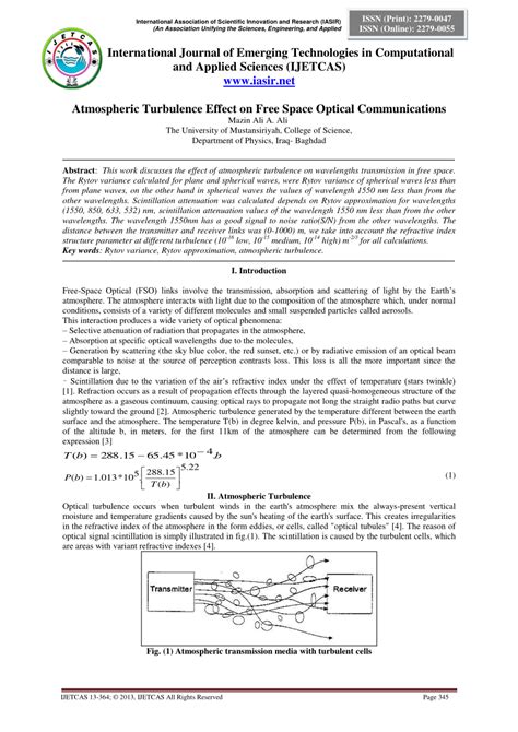 Pdf Atmospheric Turbulence Effect On Free Space Optical Communications