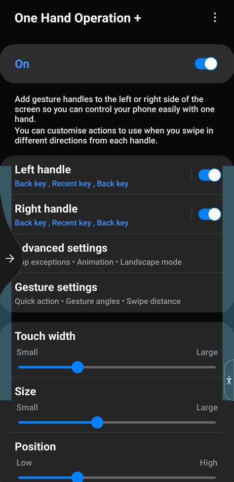 navigation gestures when swiping from the left of the screen samsung