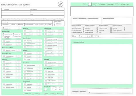 Mock Test Sheet For Driving Instructors And Driving Schools