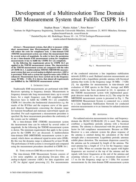 Pdf Development Of A Multiresolution Time Domain Emi Measurement