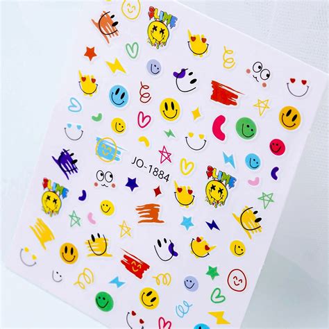 네일스티커 119 스마일 손그림