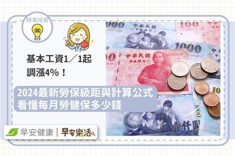 基本工資1／1起調漲4％！2024最新勞保級距與計算公式，看懂每月勞健保多少錢