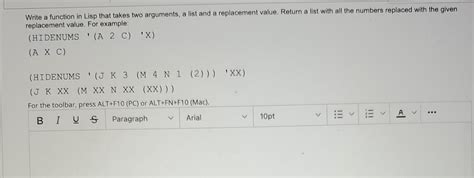 solved write a function in lisp that takes two arguments a