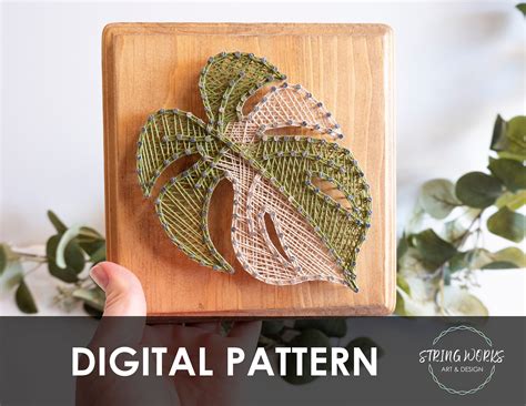 Small Monstera Leaf Diy String Art Pattern Etsy