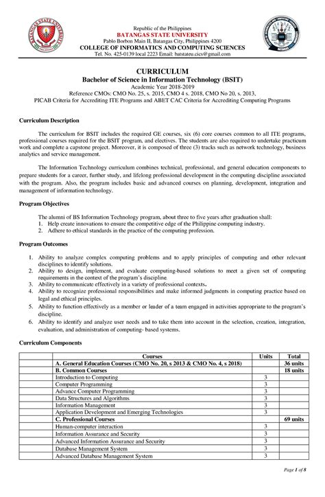 Bachelor Of Science In Information Technology Bsit Republic Of The