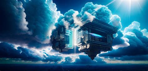 Illustration Concept Of Cloud Computing Service Future Data Storage Computing Power Generative