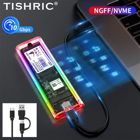 Tishric M2 Ssd Ящик Nvme Sata Двойной протокол Usb C Внешний жесткий диск Rgb купить с