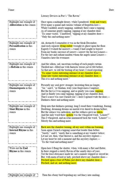 The Raven Literary Devices Close Reading Download Free Pdf The Raven