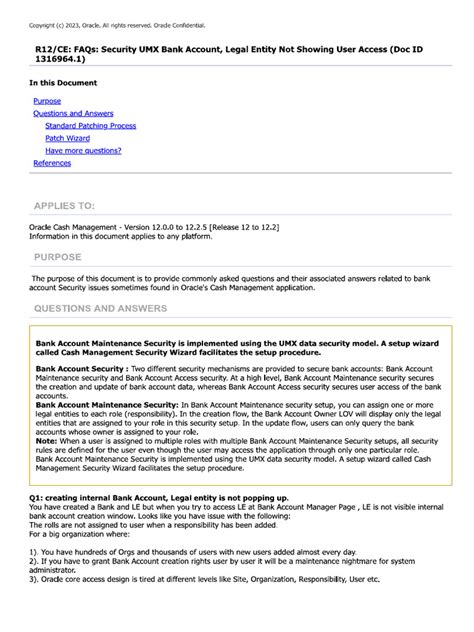 Security Umx Bank Account Legal Entity Not Showing User Access Doc Id