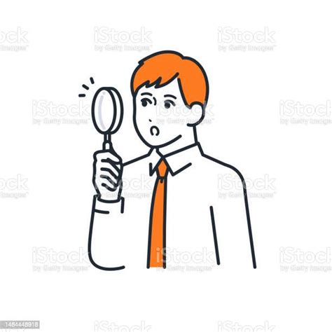 돋보기로 검사하는 젊은 사업가의 간단한 벡터 삽화 자료 20 29세에 대한 스톡 벡터 아트 및 기타 이미지 20 29세 30 39세 검사 보기 Istock