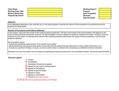 Audit Working Paper Template