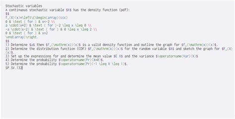 Solved Stochastic Variables A Continuous Stochastic Variable