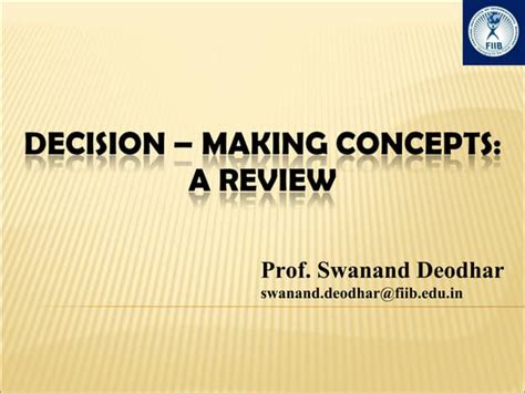 Decision Making Concepts A Review Ppt