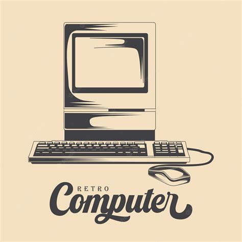 Premium Vector Old Computer With Mouse And Keyboard Vector Illustration