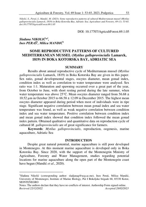 Pdf Some Reproductive Patterns Of Cultured Mediterranean Mussel Mytilus Galloprovincialis