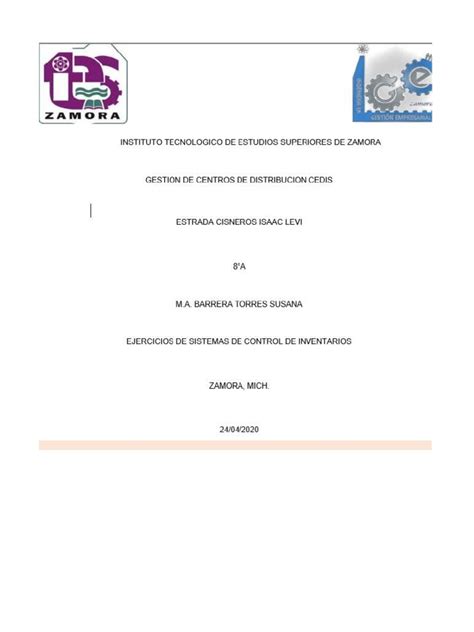 Ejercicios De Sistemas De Control De Inventarios Pdf Procesos De Negocio Método Científico