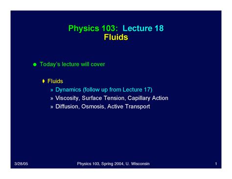 Fluids General Physics Lecture Slides Physics 103 Apuntes Física Docsity