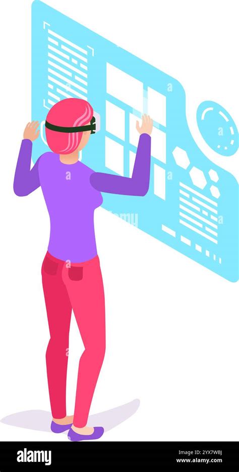 software developer wearing virtual reality glasses interacting with holographic interface using