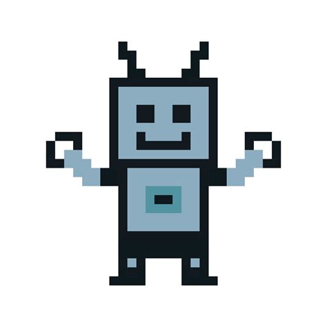 Cute Pixel Cartoon Robot Ai 8bit Character Game Robot Or Ai For Education Chat Vector Big Head 8