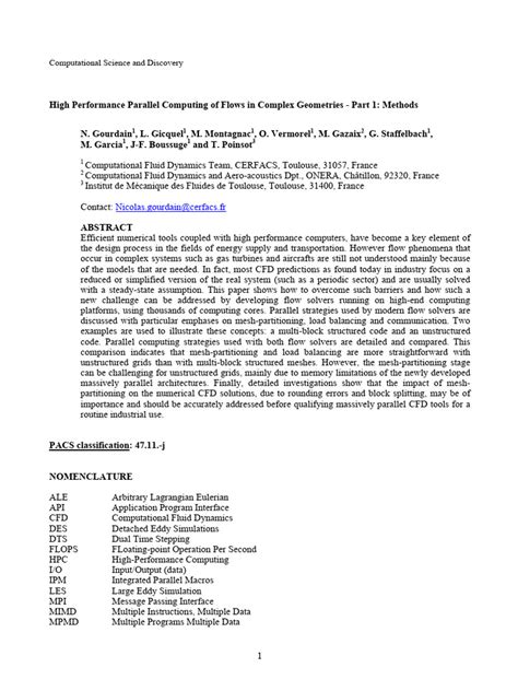 High Performance Parallel Computing Of Flows In Complex Geometries Part 1 Methods Pdf