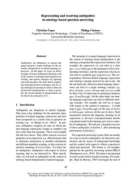 Resolving Ambiguity In Ontology Based Question Answering Pdf Ambiguity Lexical Semantics