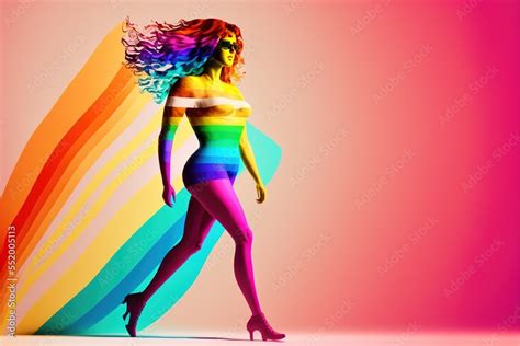 Pride Illustration Transgender Or Gender Non Binary Person With The Rainbow Coloiurs Stock