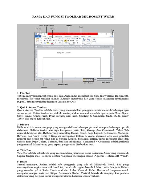 Nama Dan Fungsi Toolbar Microsoft Word Pdf