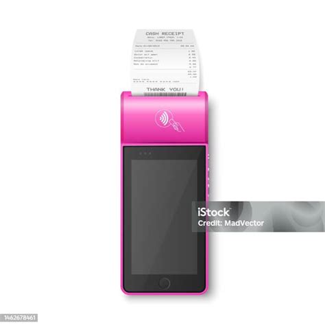 벡터 3d Nfc 지불 기계 승인 상태 종이 수표 영수증 격리 와이파이 무선 결제 Pos 단말기 은행 결제 비접촉식 단말기의
