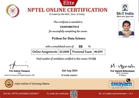 🎉 Excited To Share My Nptel Certificates In Python For Data Science